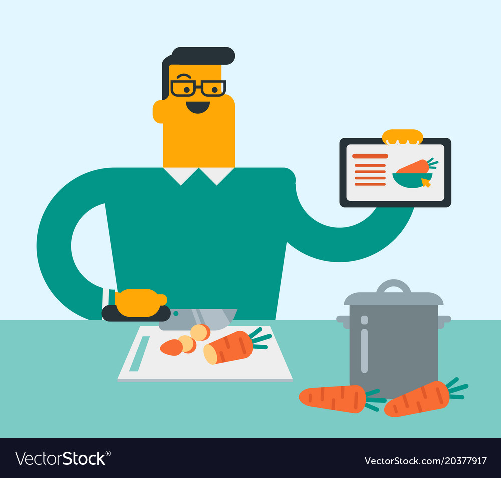 Caucasian Cooking Healthy Vegetable Salad Vector Image