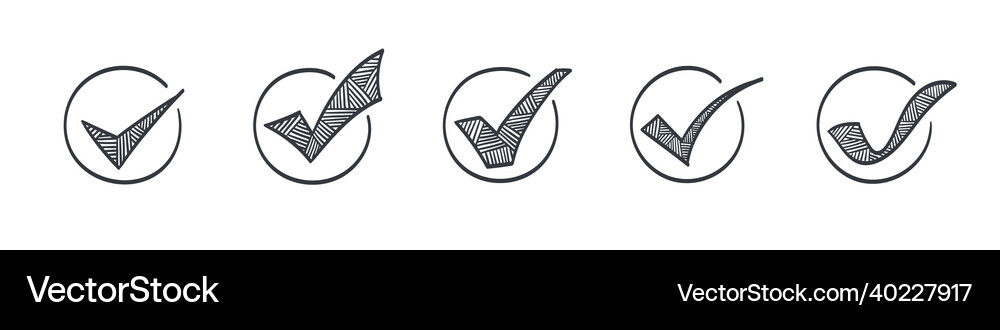 Check marks drawn icons of the marks Royalty Free Vector