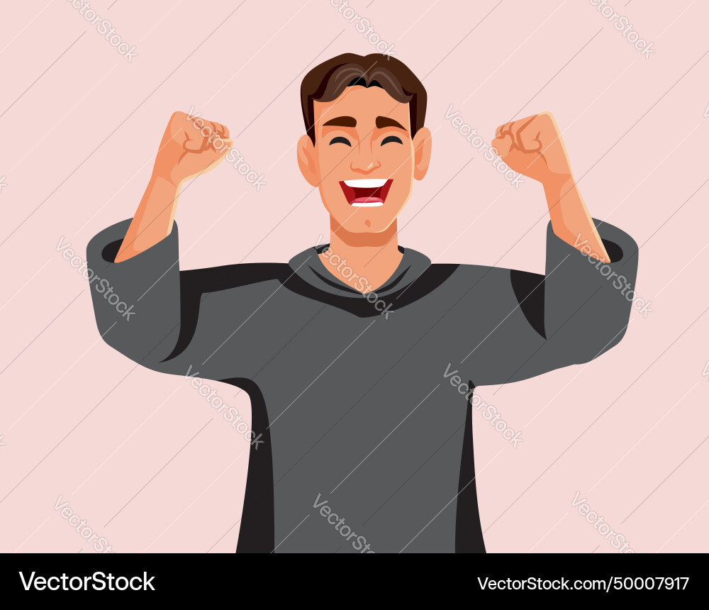 Cheerful man feeling excited and happy Royalty Free Vector