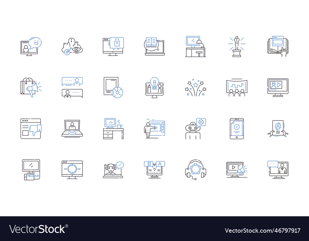 Content provider line icons collection creator Vector Image