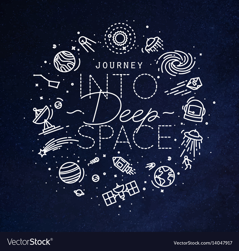 Flat deep space monogram blue Royalty Free Vector Image