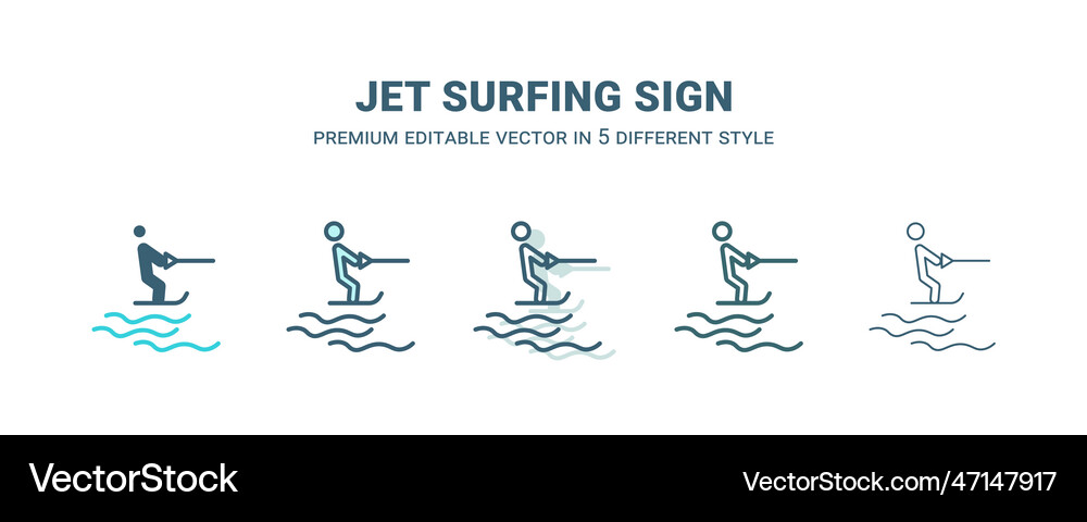 Jet surfing sign icon in 5 different style Vector Image