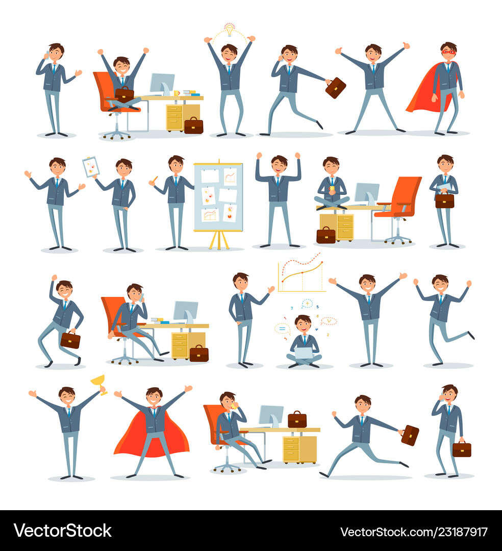 Man busy with work businessman characters Vector Image