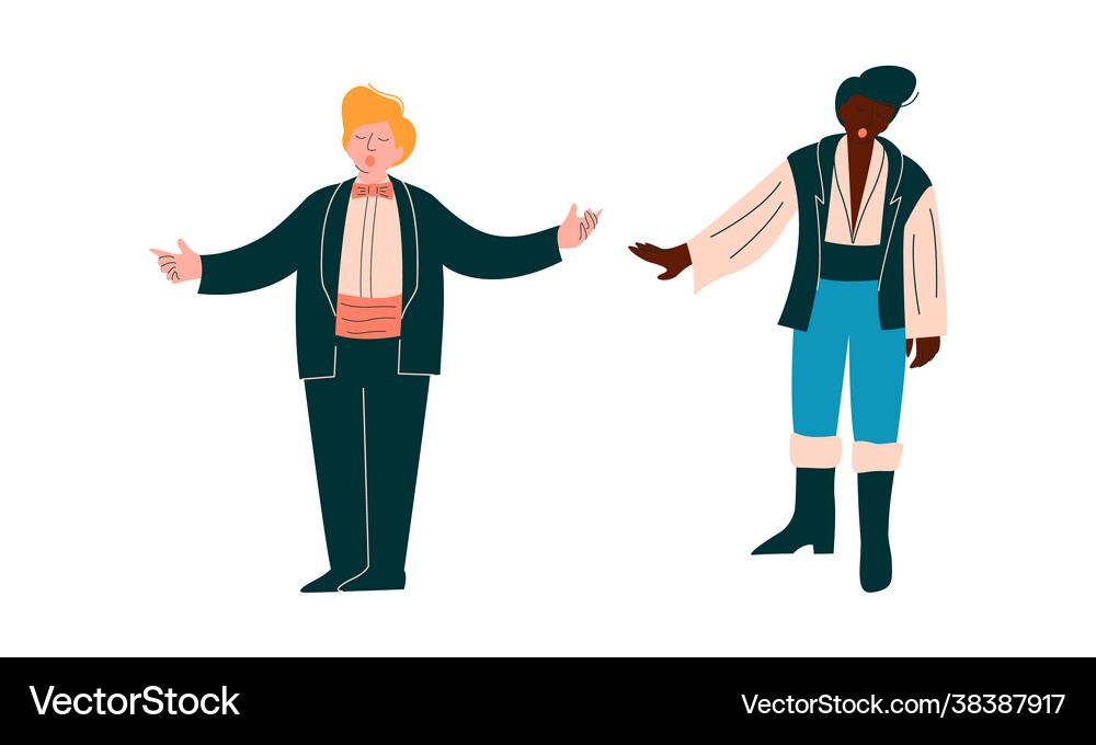 Opera singer in theatrical garment performing Vector Image