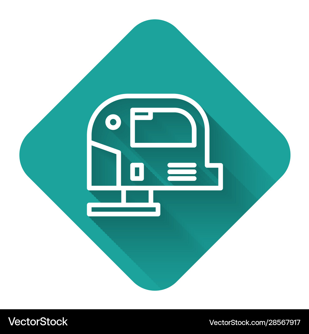 White line electric jigsaw with steel sharp blade Vector Image