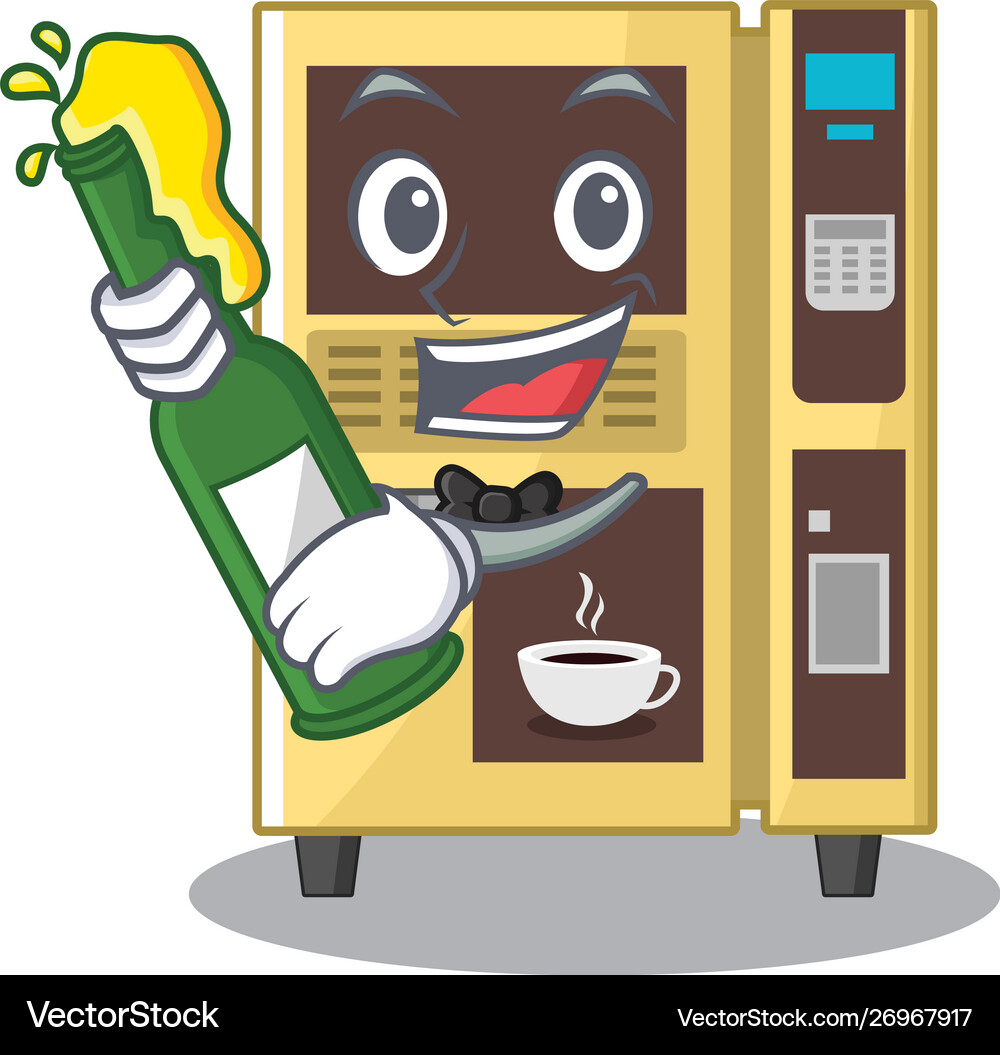 With beer coffee vending machine in cartoon Vector Image