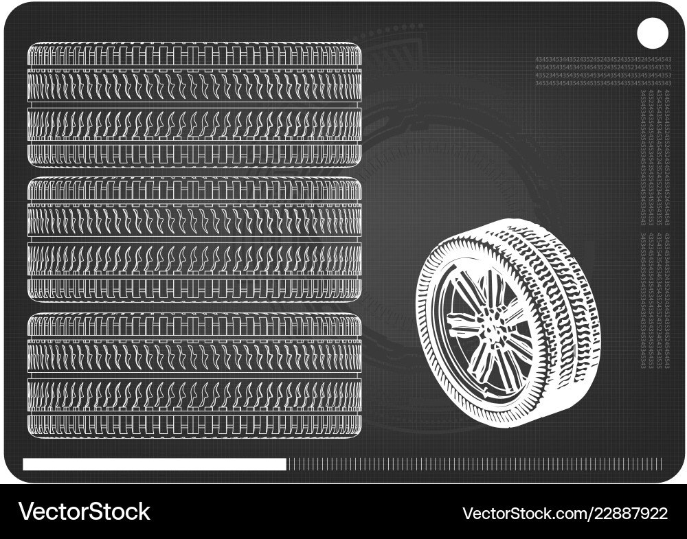 3d model of wheels on a black Royalty Free Vector Image