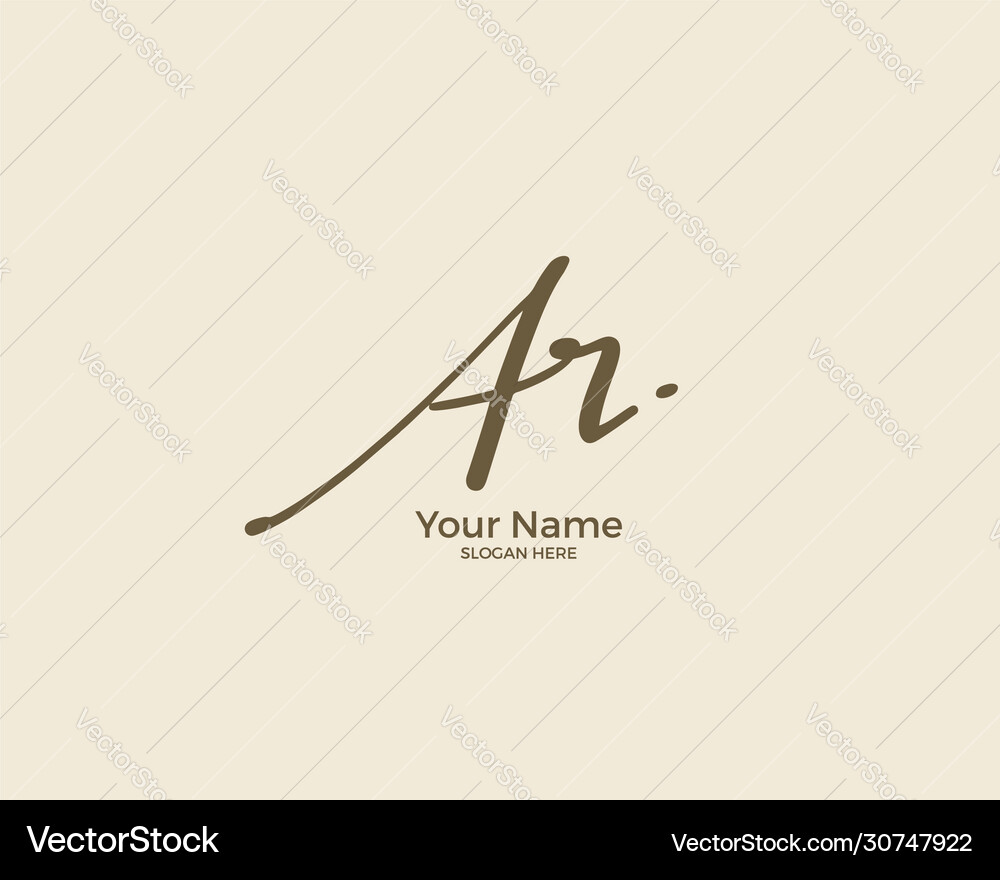 A r ar initial logo signature handwriting Vector Image