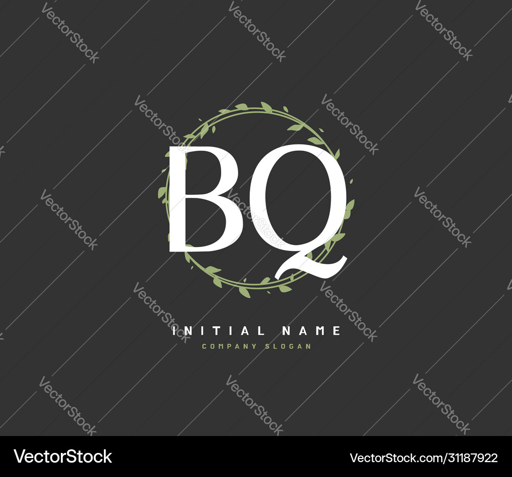 B q bq beauty initial logo handwriting Royalty Free Vector