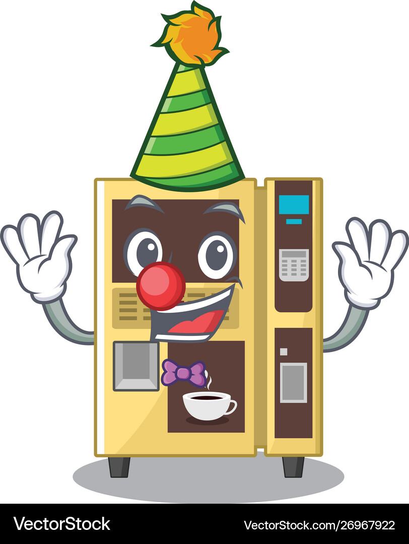 Clown coffee vending machine in cartoon Royalty Free Vector