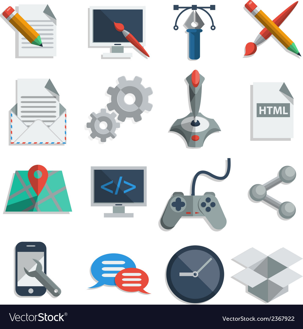 Flat icons set Royalty Free Vector Image - VectorStock