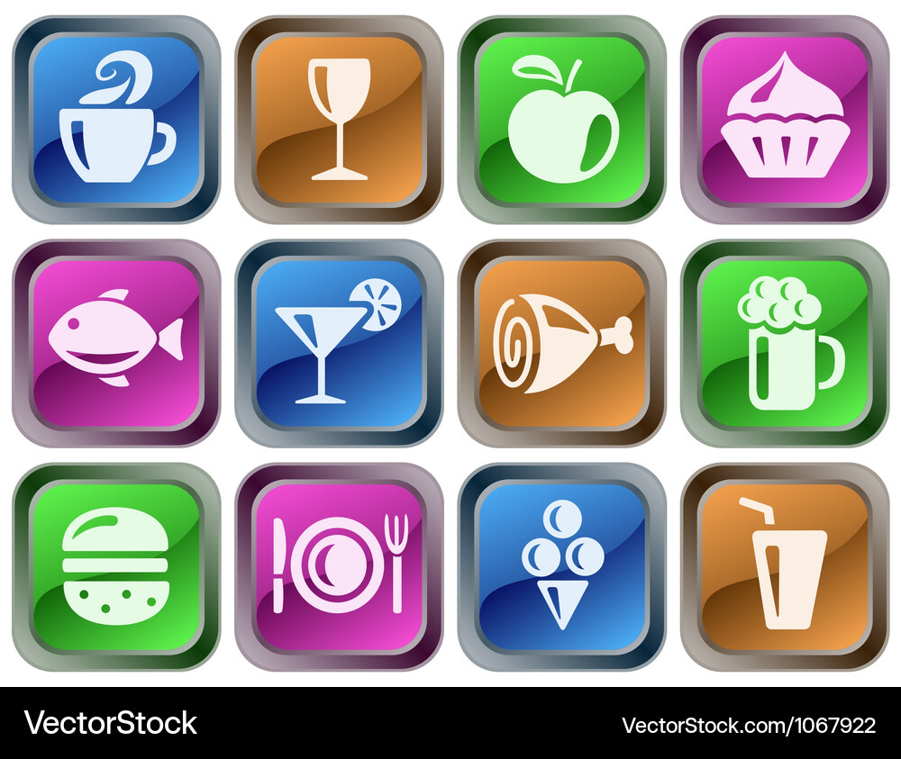 Food and drink buttons Royalty Free Vector Image