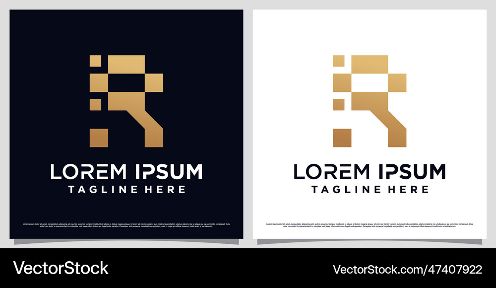Golden gradient color letter r logo design Vector Image
