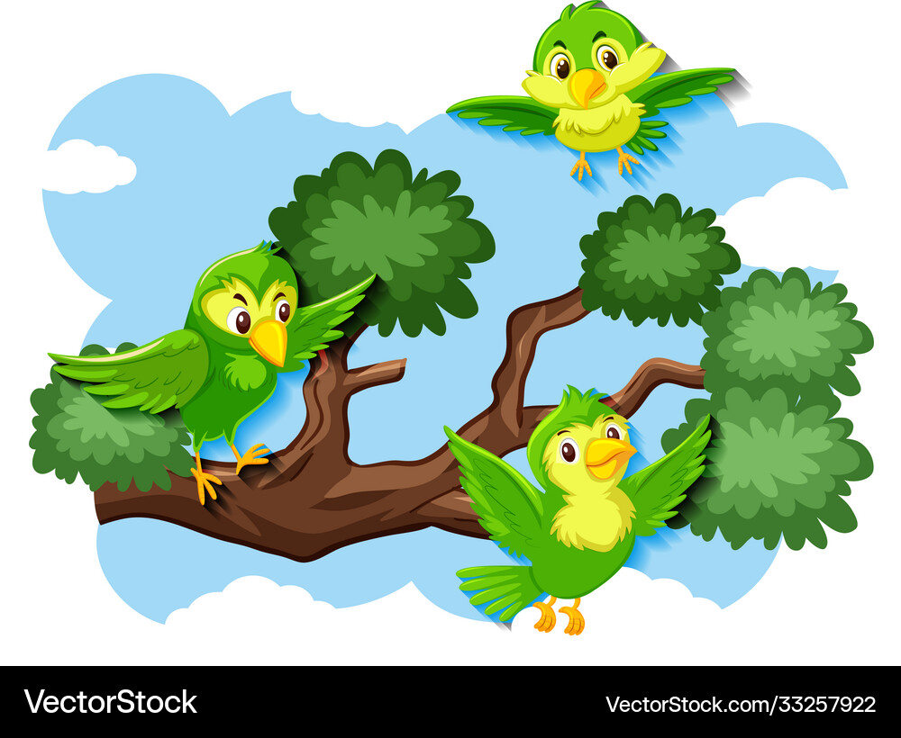 Happy bird flying in nature Royalty Free Vector Image