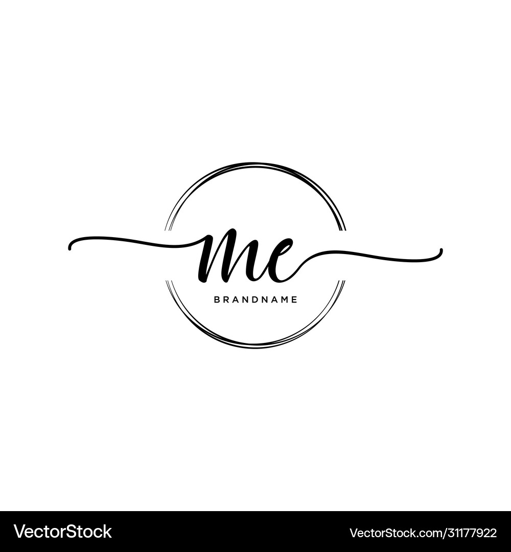 Me initial handwriting logo with circle template Vector Image