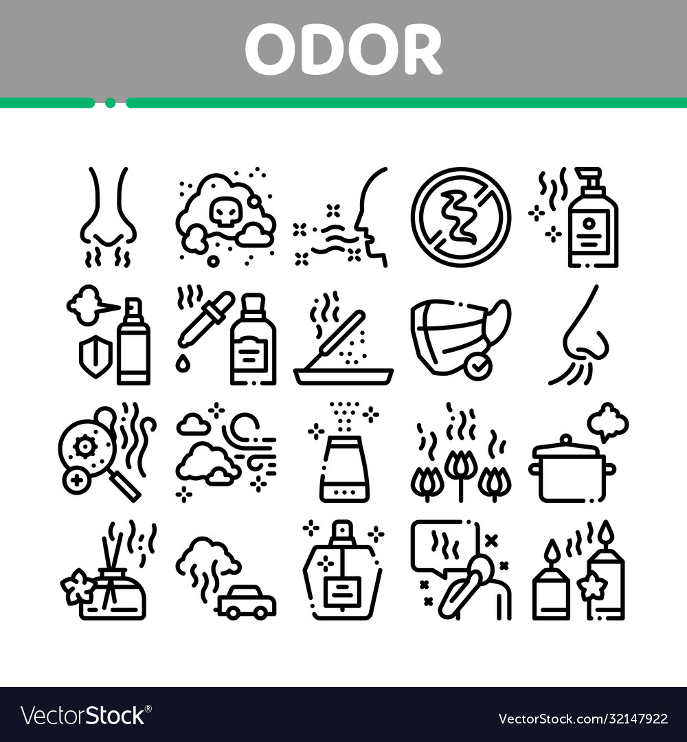 Odor aroma and smell collection icons set Vector Image
