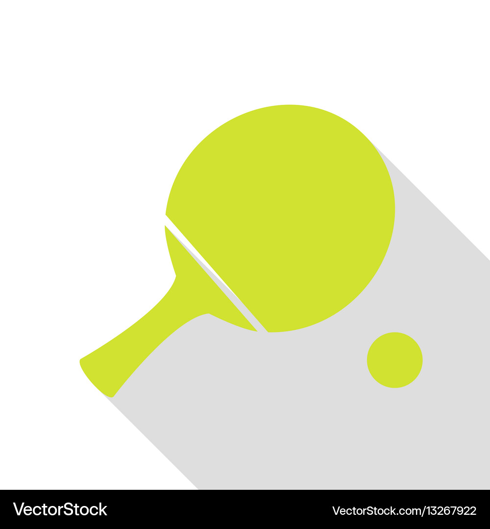 Ping pong paddle with ball pear icon with flat Vector Image