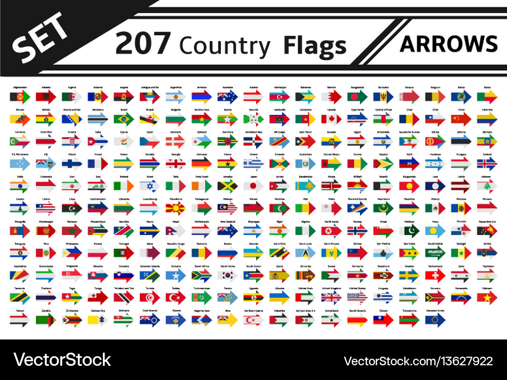 Set 207 country flags arrows Royalty Free Vector Image