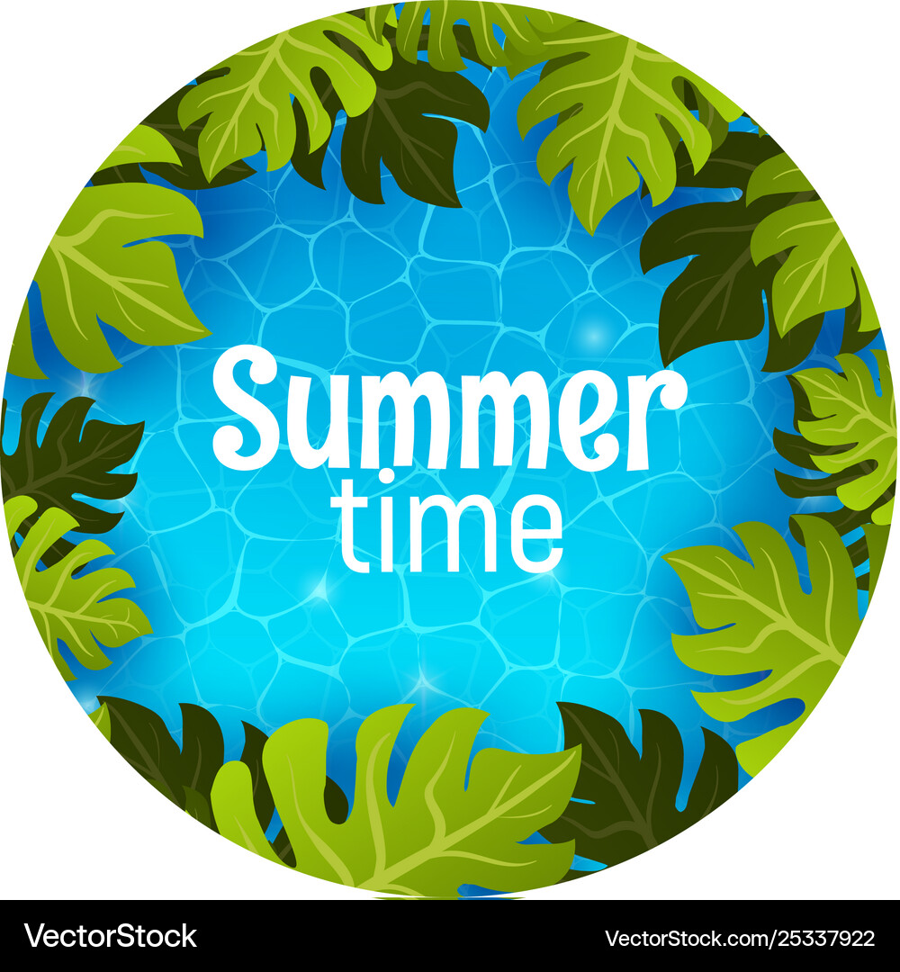Swimming pool top view summer time poster banner Vector Image