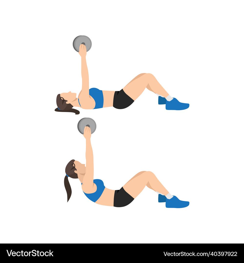 Woman doing resistance weighted crunches exercise Vector Image