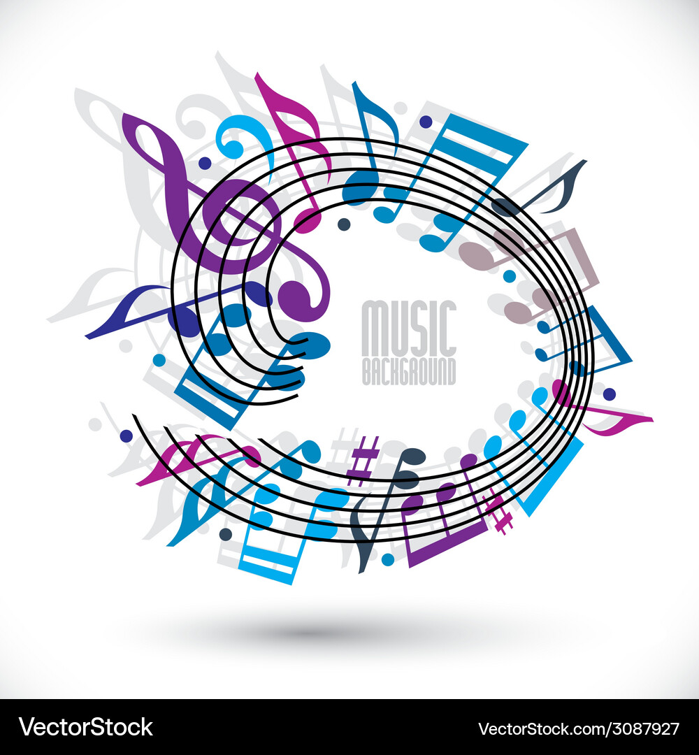 Blue and violet music background with clef Vector Image