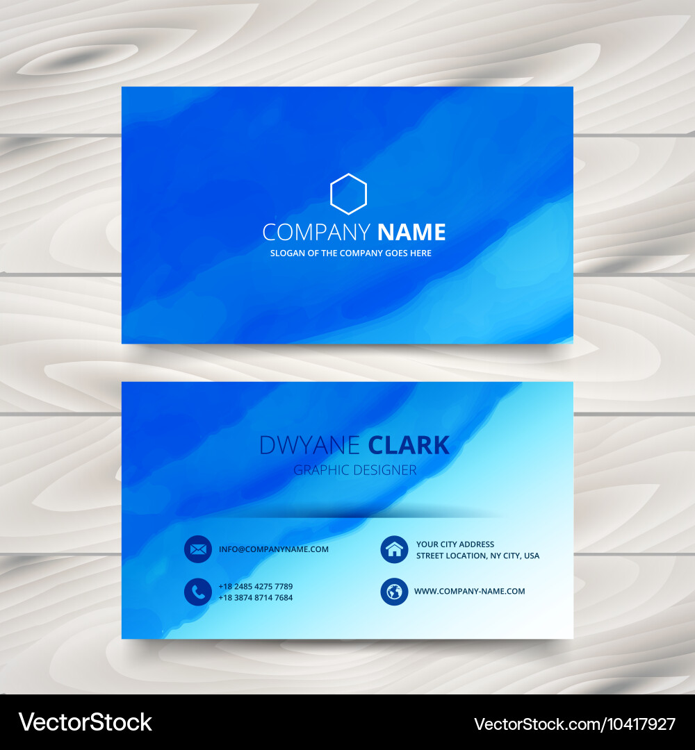 Blue business card template design made Royalty Free Vector