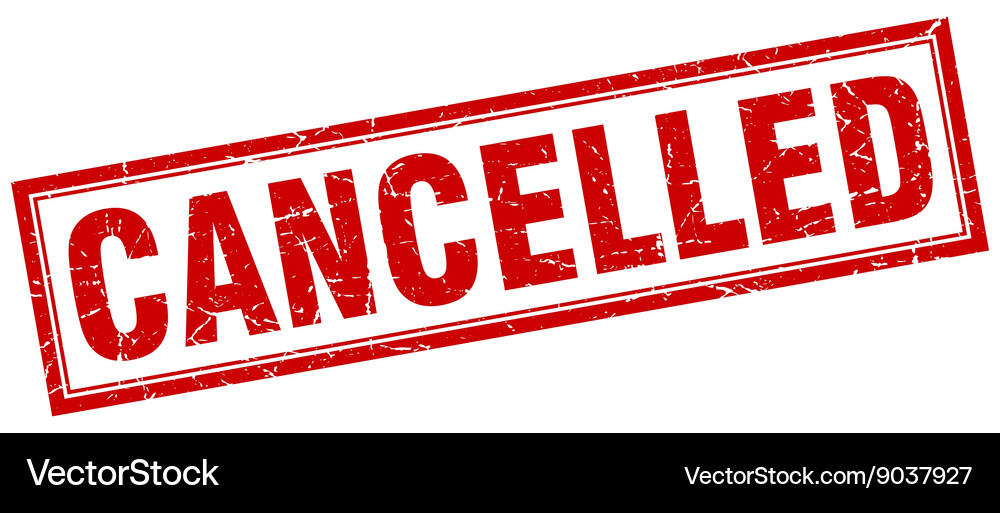 Cancelled red square grunge stamp on white Vector Image
