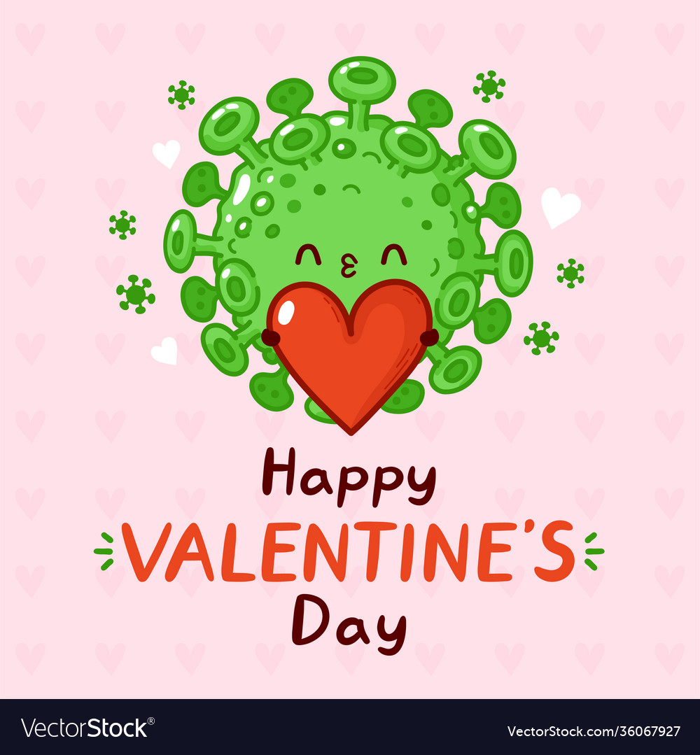 Cute corona virus with heart happy valentines day Vector Image