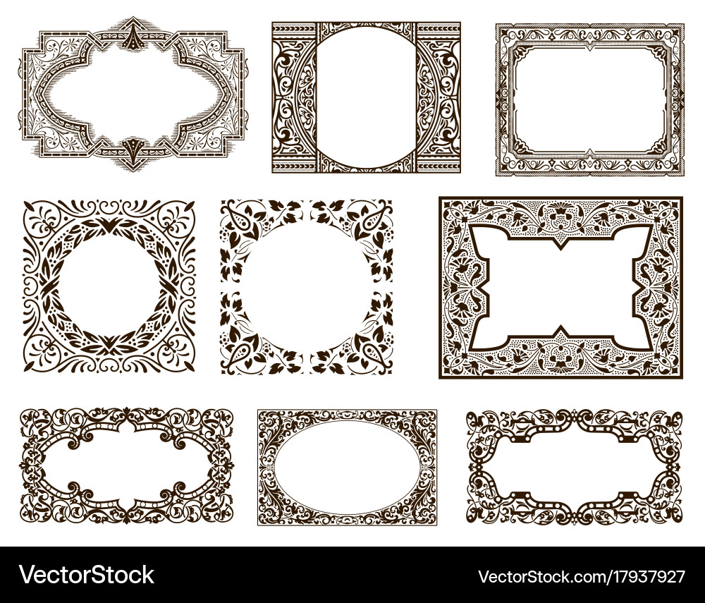 Frames set for cards with floral details Vector Image