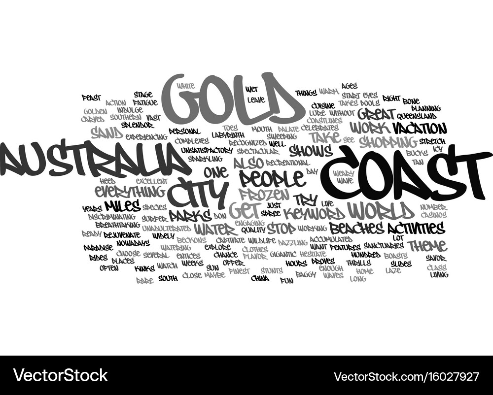 Gold coast australia text background word cloud Vector Image