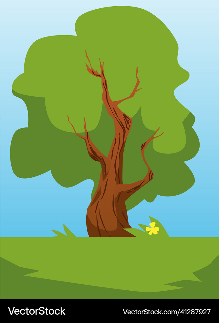 Green tree at the park cartoon Royalty Free Vector Image