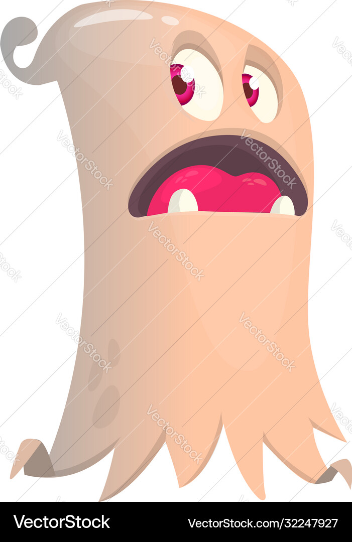 Happy cartoon flying monster funny ghost Vector Image