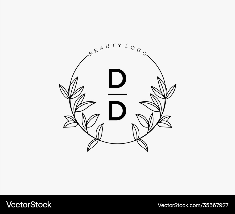 Initial dd letters beautiful floral feminine Vector Image