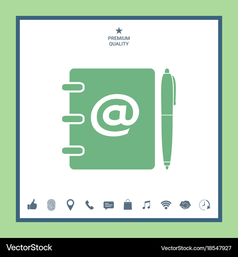 Notebook address phone book with email symbol Vector Image