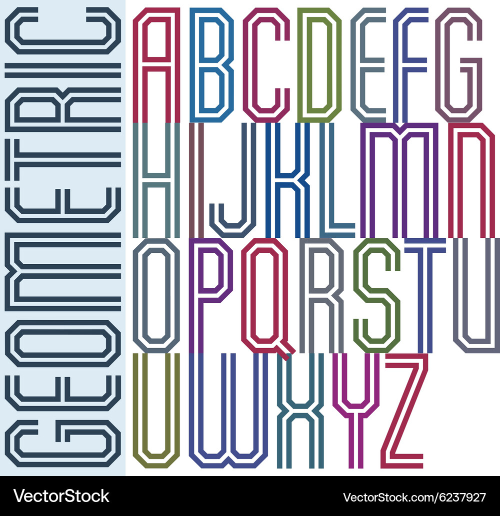 Poster retro colorful geometric font with double Vector Image