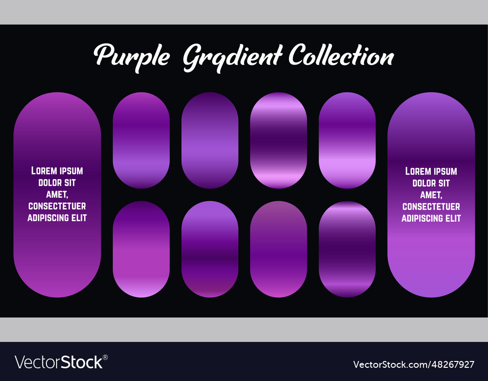 Purple gradients swatches set Royalty Free Vector Image