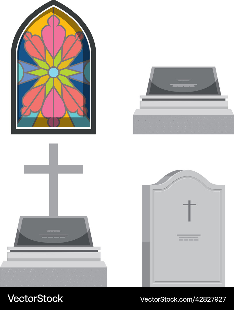 Set of different gravestones on white background Vector Image