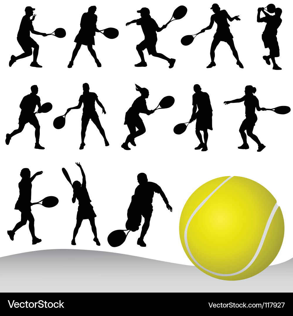 Set of tennis player Royalty Free Vector Image