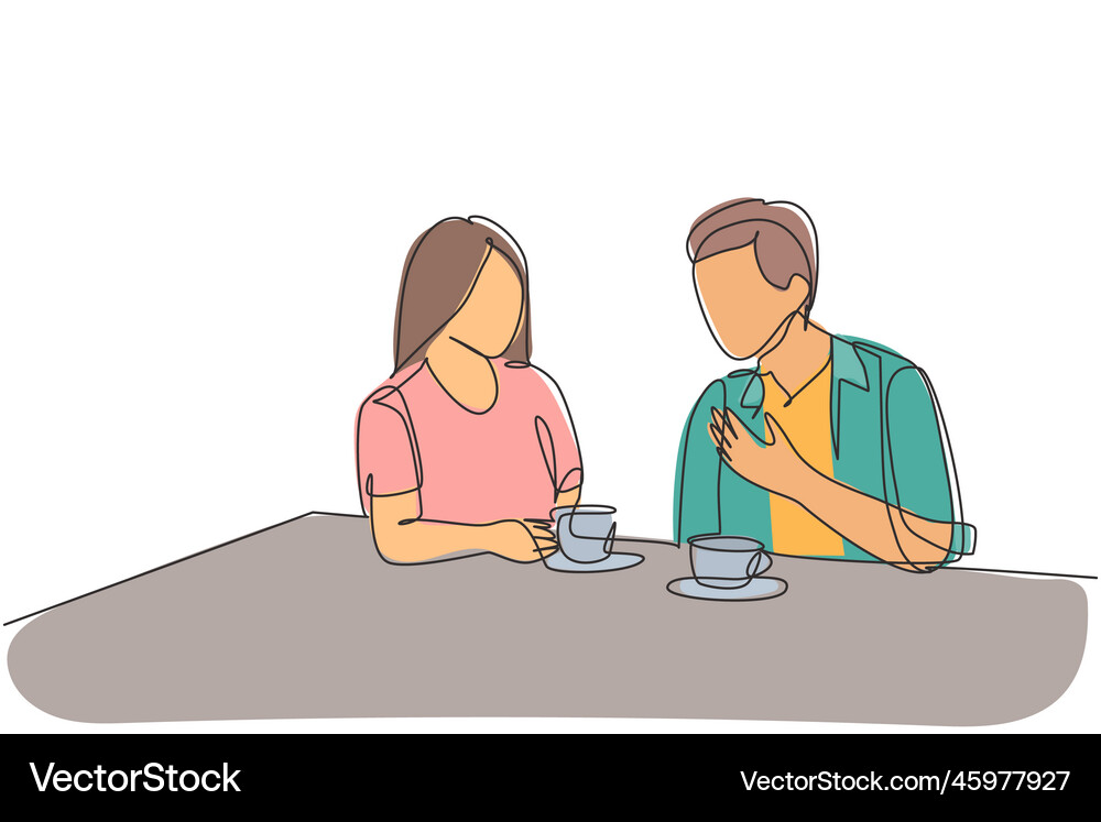 Single continuous line drawing of young happy Vector Image