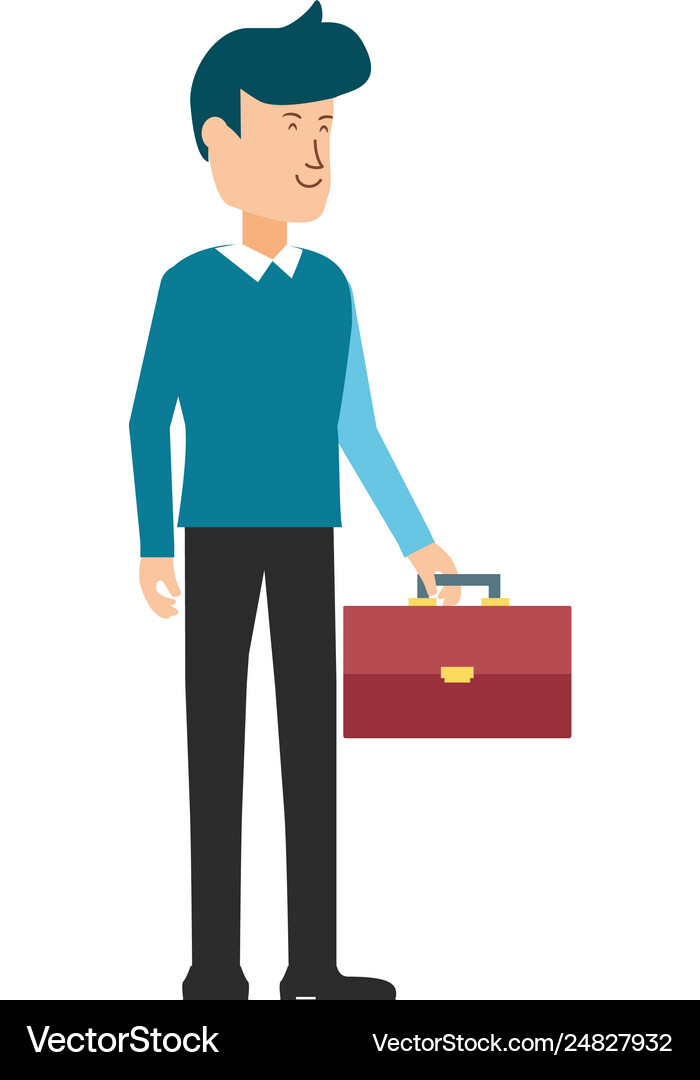 Businessman elegant with portfolio avatar Vector Image