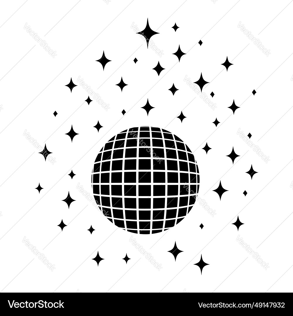 Disco ball and stars icon symbol Royalty Free Vector Image