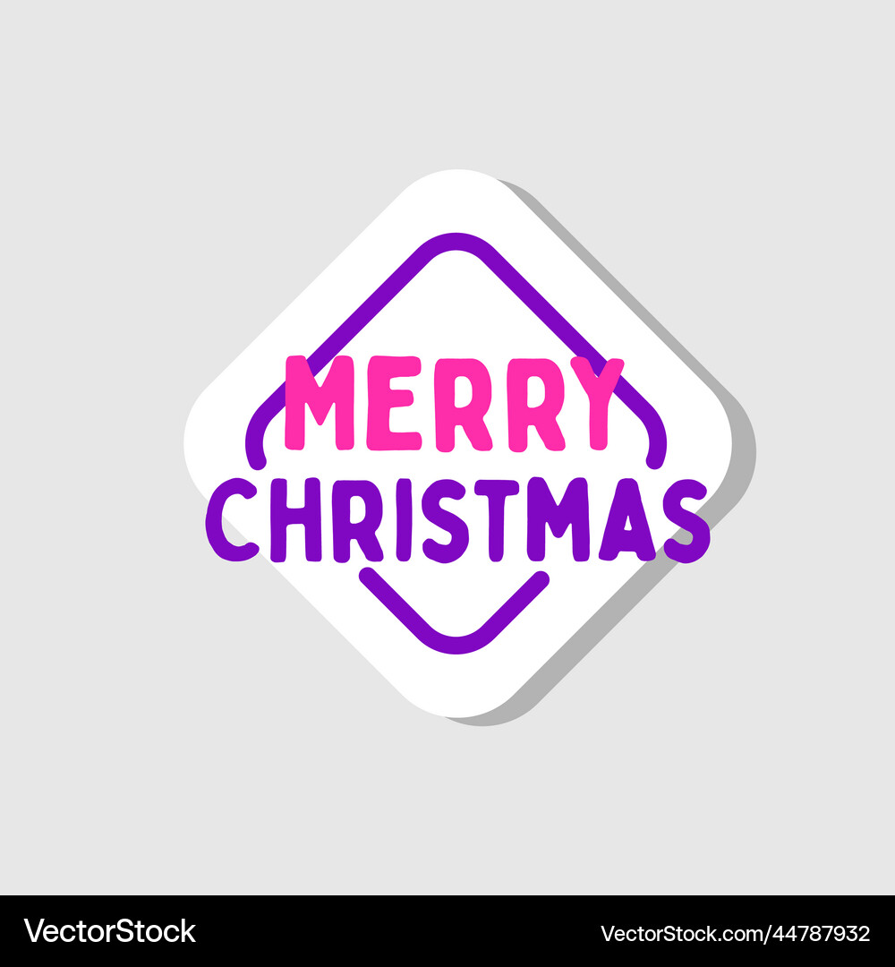 For christmas presents square white sticker merry Vector Image