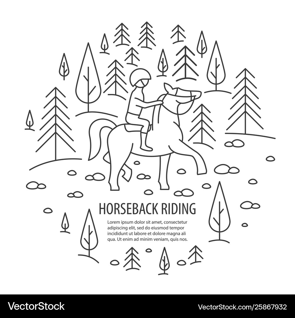Horseback riding tour template Royalty Free Vector Image