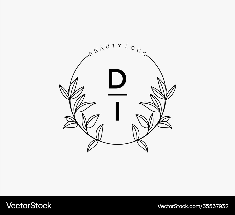 Initial di letters beautiful floral feminine Vector Image