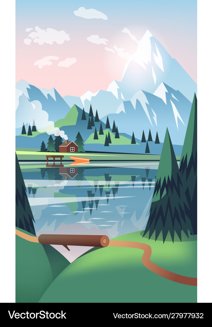 Landscape with beautiful mountains and lake Vector Image