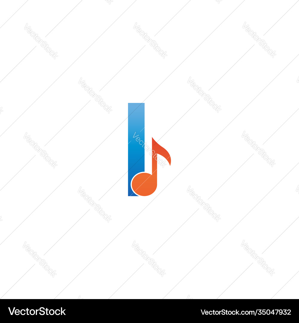 Letter i logo icon combined with note musical Vector Image