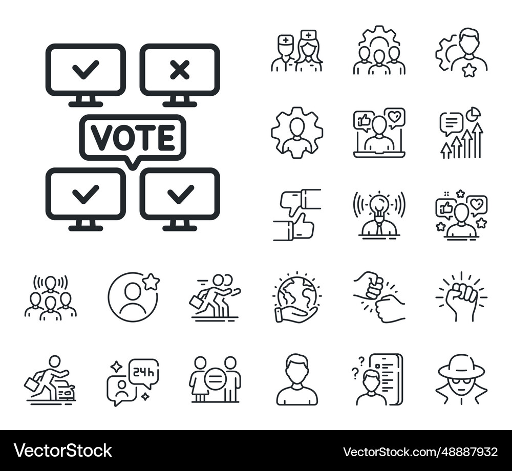 Online voting line icon internet vote sign Vector Image