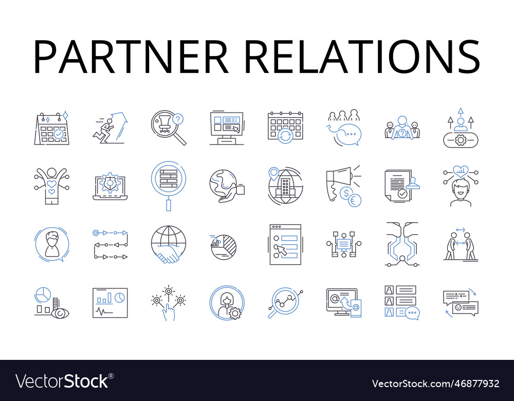 Partner relations line icons collection employee Vector Image Partner relations line icons collection employee Vector Image