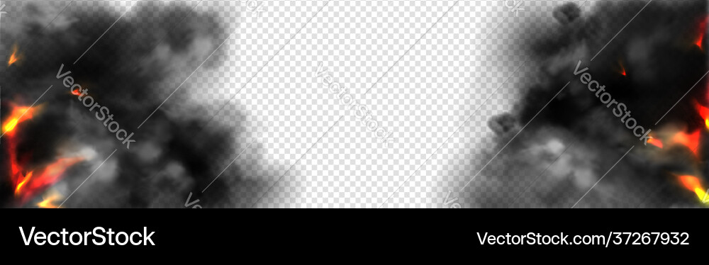 Realistic smoke with fire glow or sparks border Vector Image