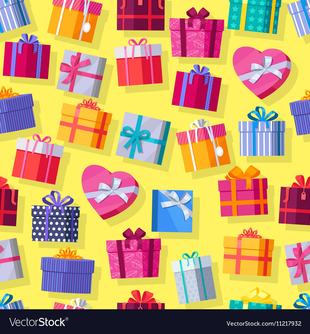 Seamless pattern gift boxes Royalty Free Vector Image